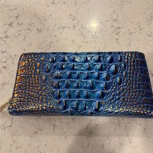 Brahmin | Bags | Brahmin Blue And Gold Crocembossed Wallet | Poshmark